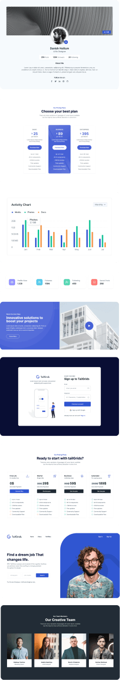 React Tailwind CSS UI Components - Tailwind React Blocks | TailGrids