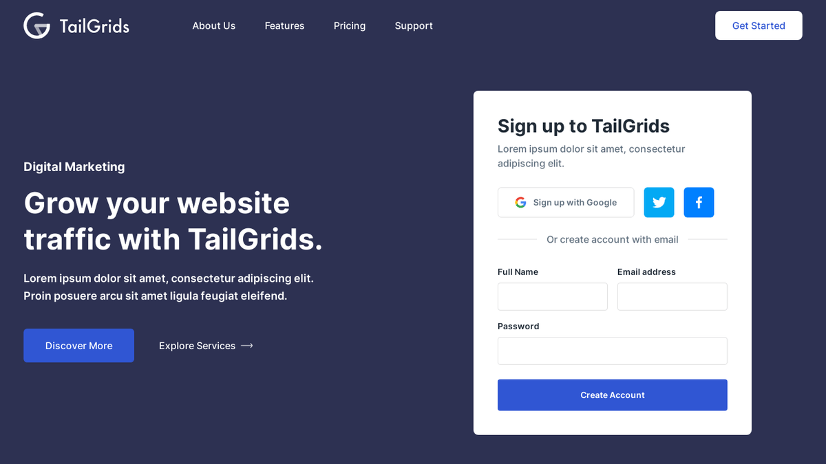 Marketing - Tailwind CSS Marketing Site Template | TailGrids