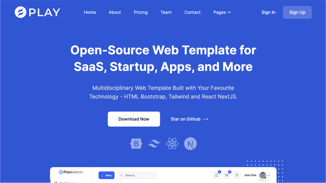 Play - Free Tailwind CSS SaaS Template | TailGrids