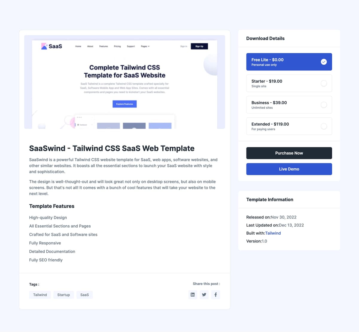 Tailwind Product Details - Components and Sections | TailGrids