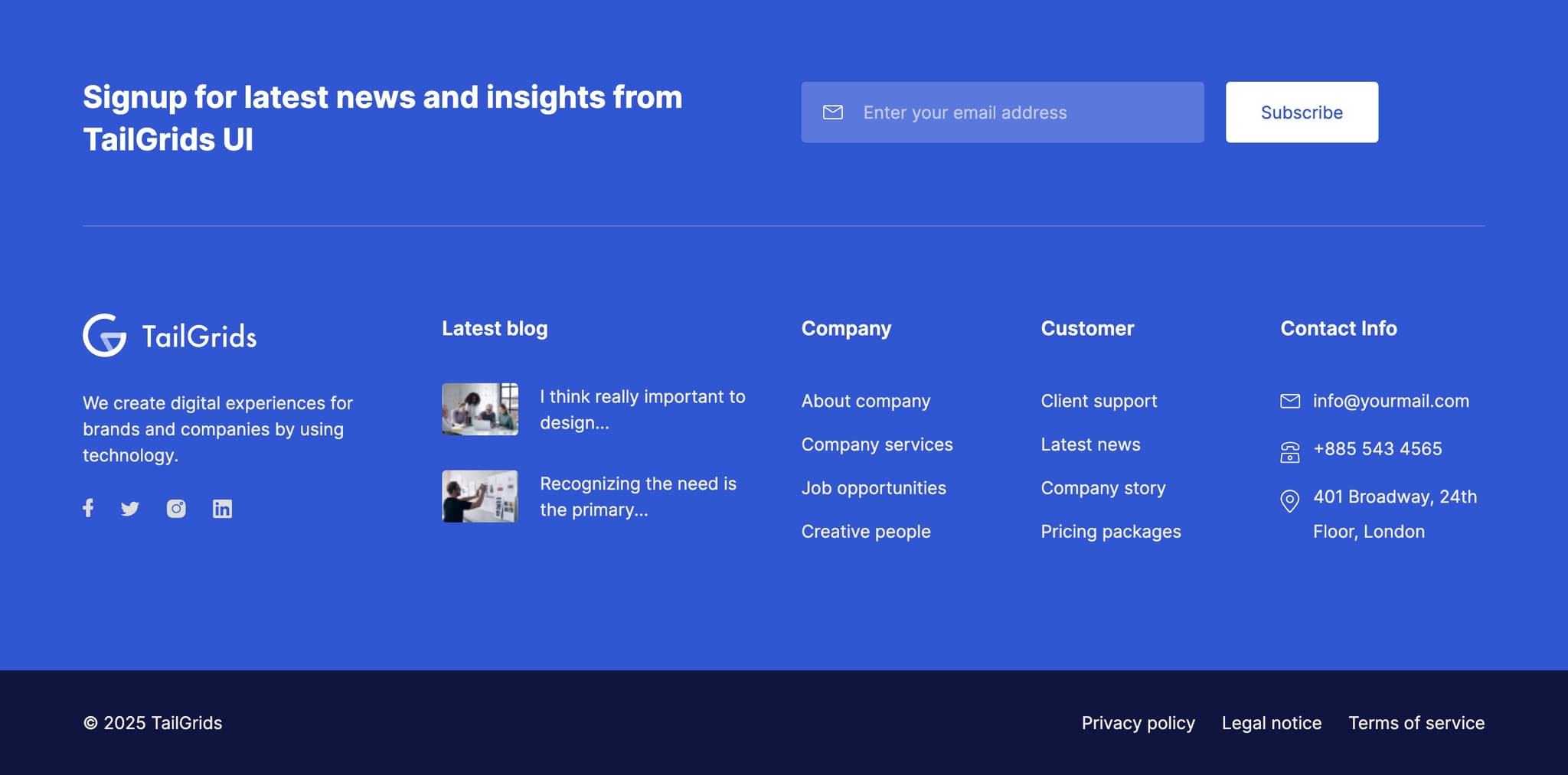 Tailwind Footers - Components and Sections | TailGrids