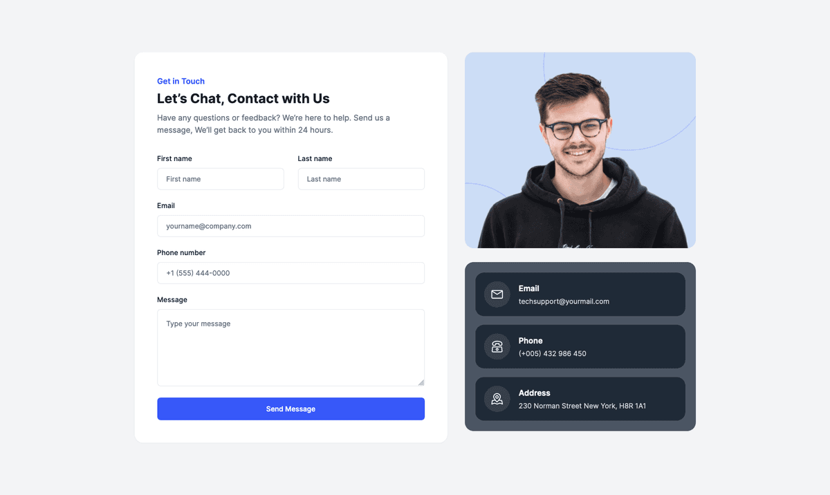 Tailwind Contacts - Components and Sections | TailGrids