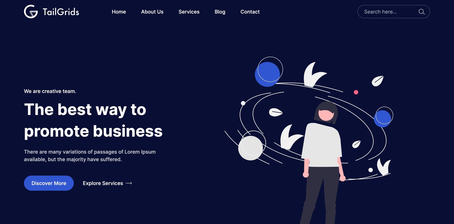 Tailwind Headers & Hero Area - Components and Sections | TailGrids