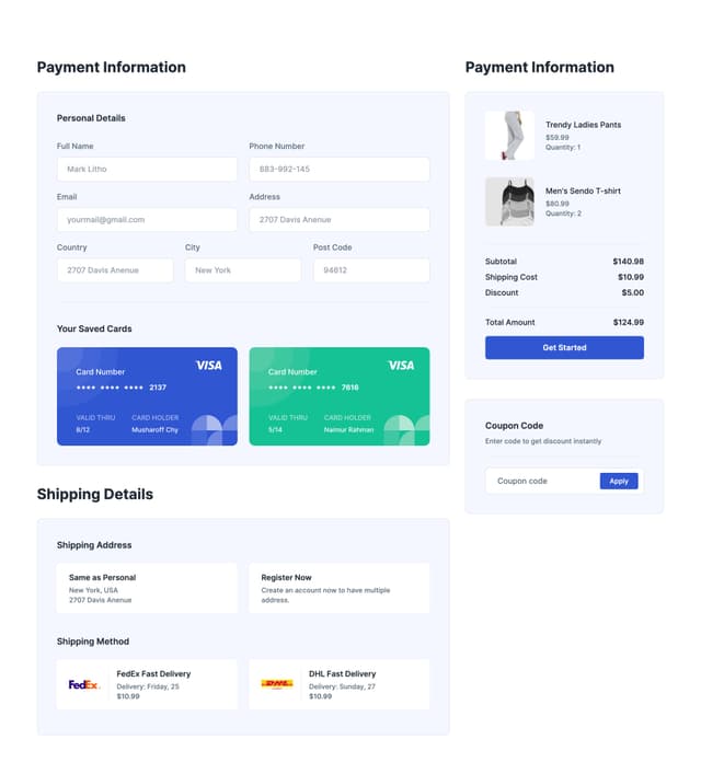 React Checkouts | TailGrids