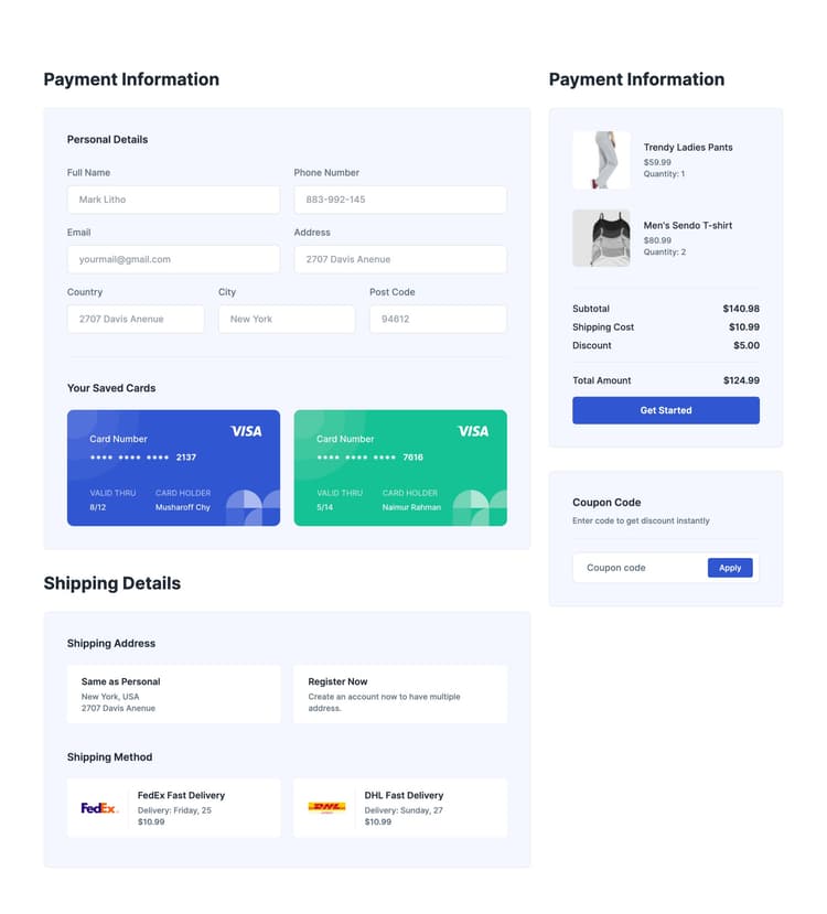 React Checkouts | TailGrids