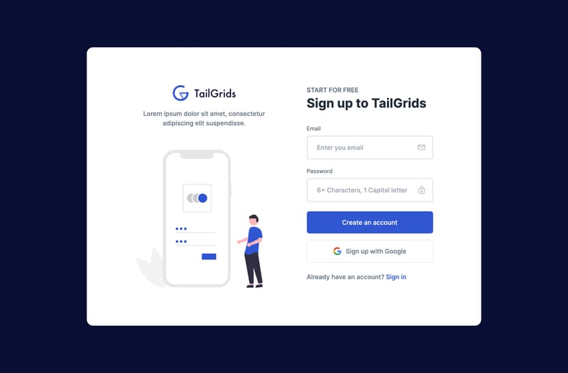 Tailwind Auth/Sign In/Up - Components and Sections | TailGrids