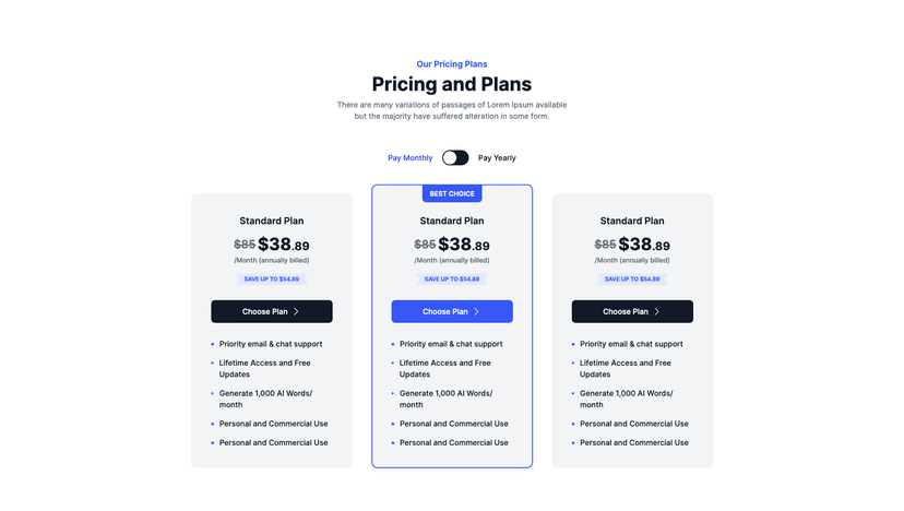 Tailwind Pricing Tables - Components and Sections | TailGrids