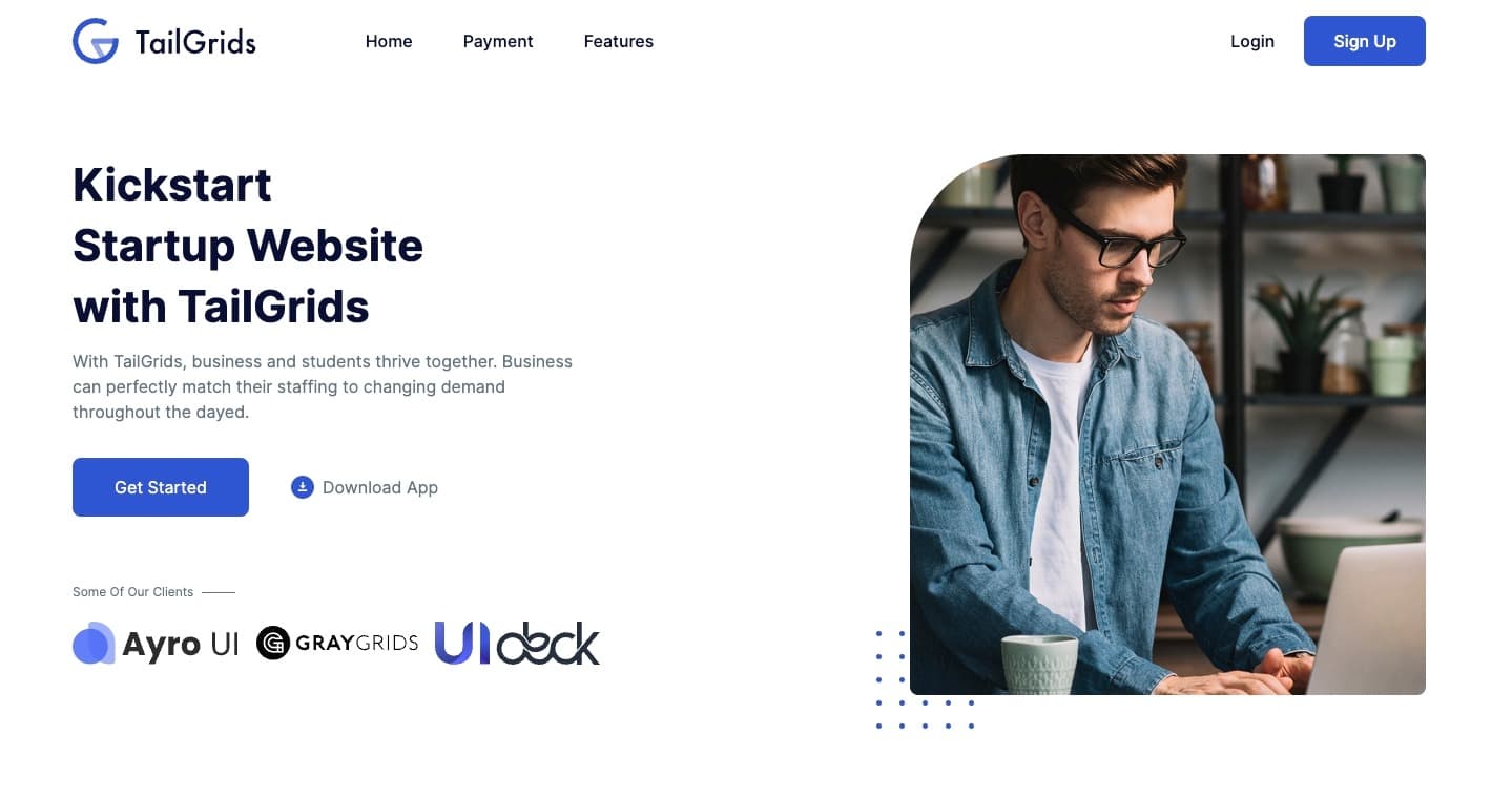 Tailwind Headers & Hero Area - Components and Sections | TailGrids