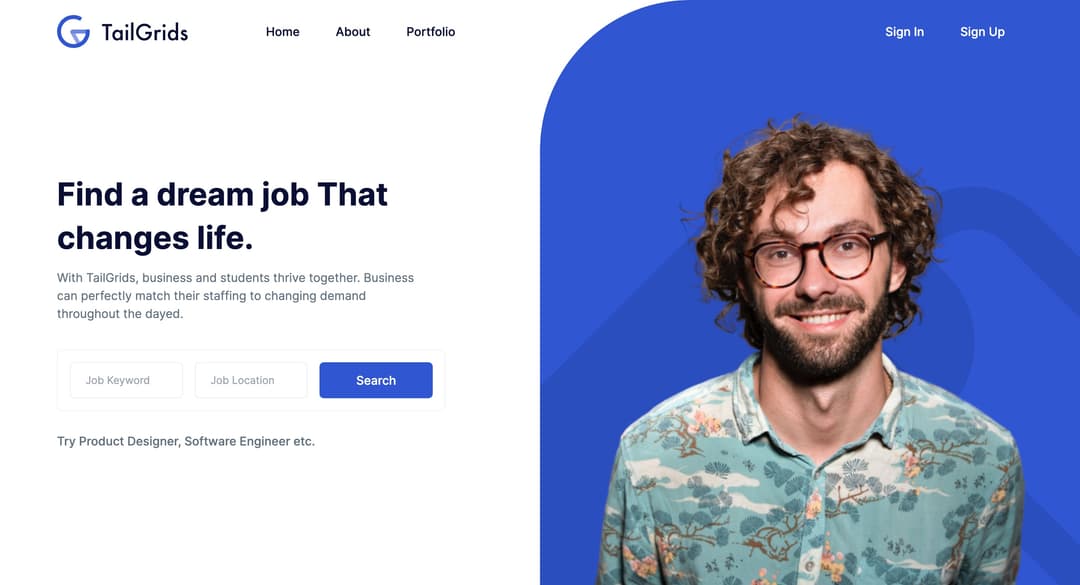 Tailwind Headers & Hero Area - Components and Sections | TailGrids