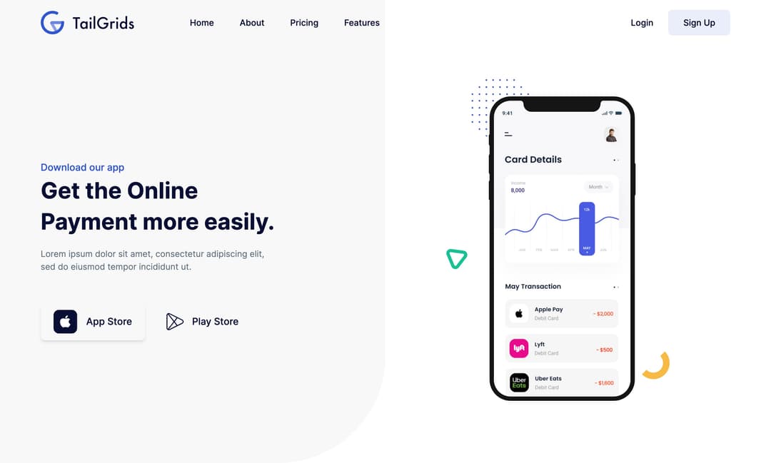 Tailwind Headers & Hero Area - Components and Sections | TailGrids