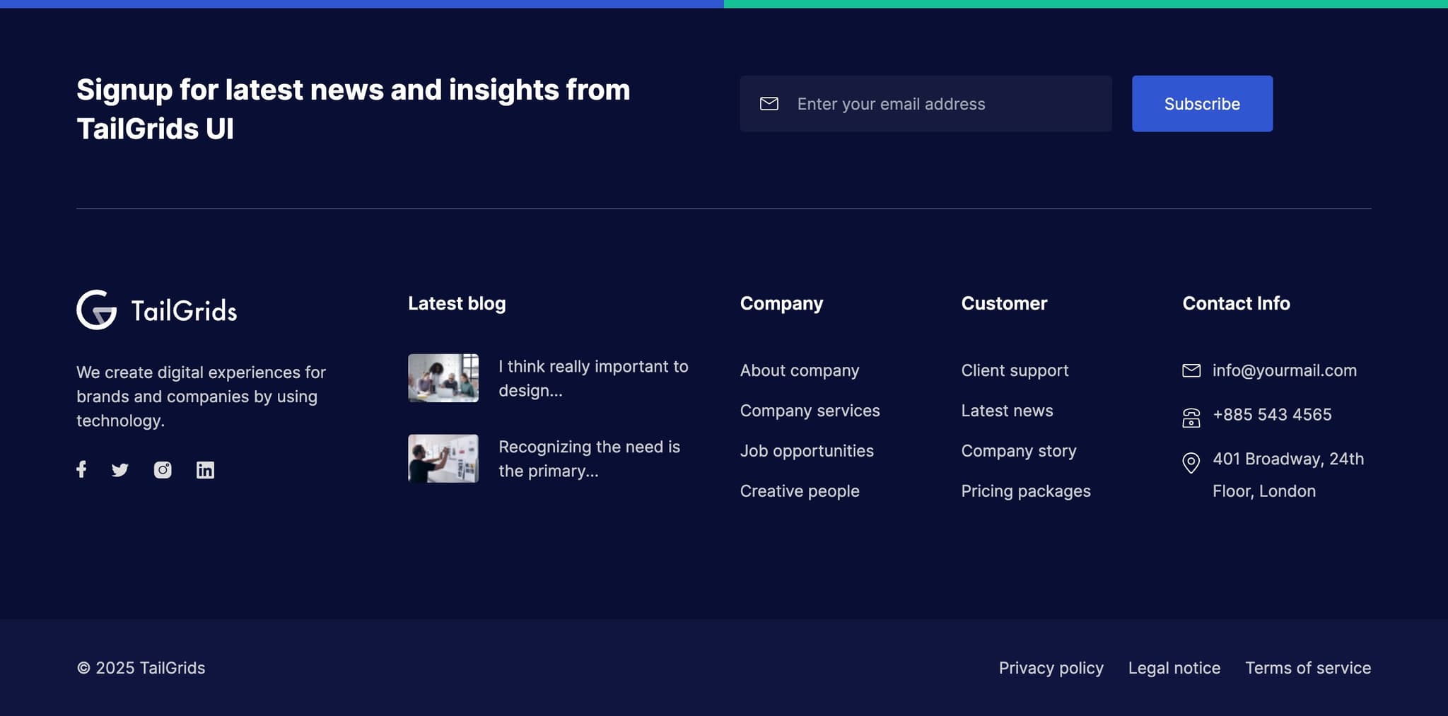 Tailwind Footers - Components and Sections | TailGrids