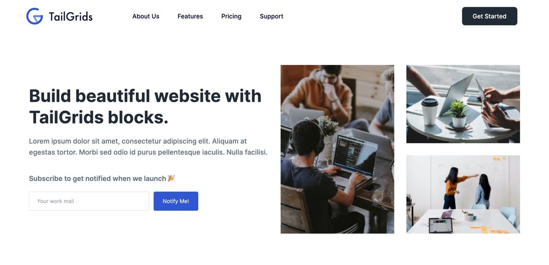 Tailwind Headers & Hero Area - Components and Sections | TailGrids